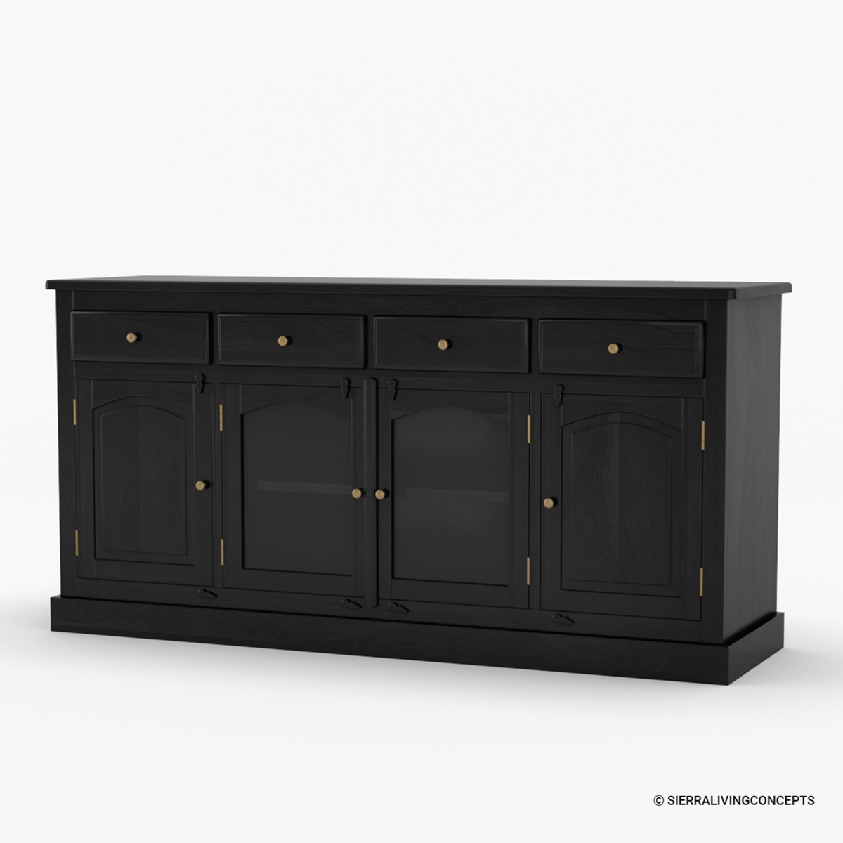 Novara Modern Solid Wood 4 Drawer Extra Long Buffet Cabinet