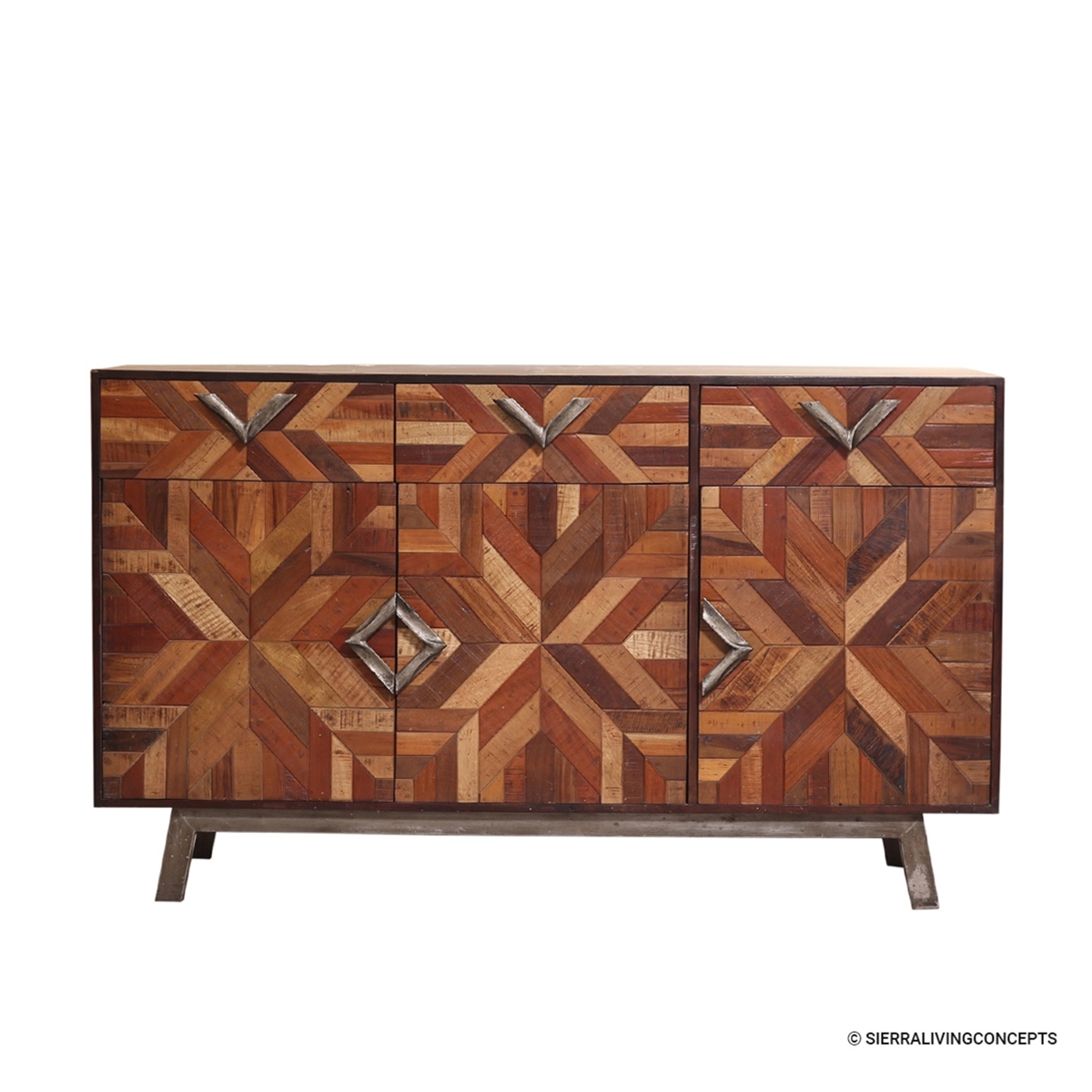 Rustic Contemporary Solid Wood 3 Drawer Large Sideboard