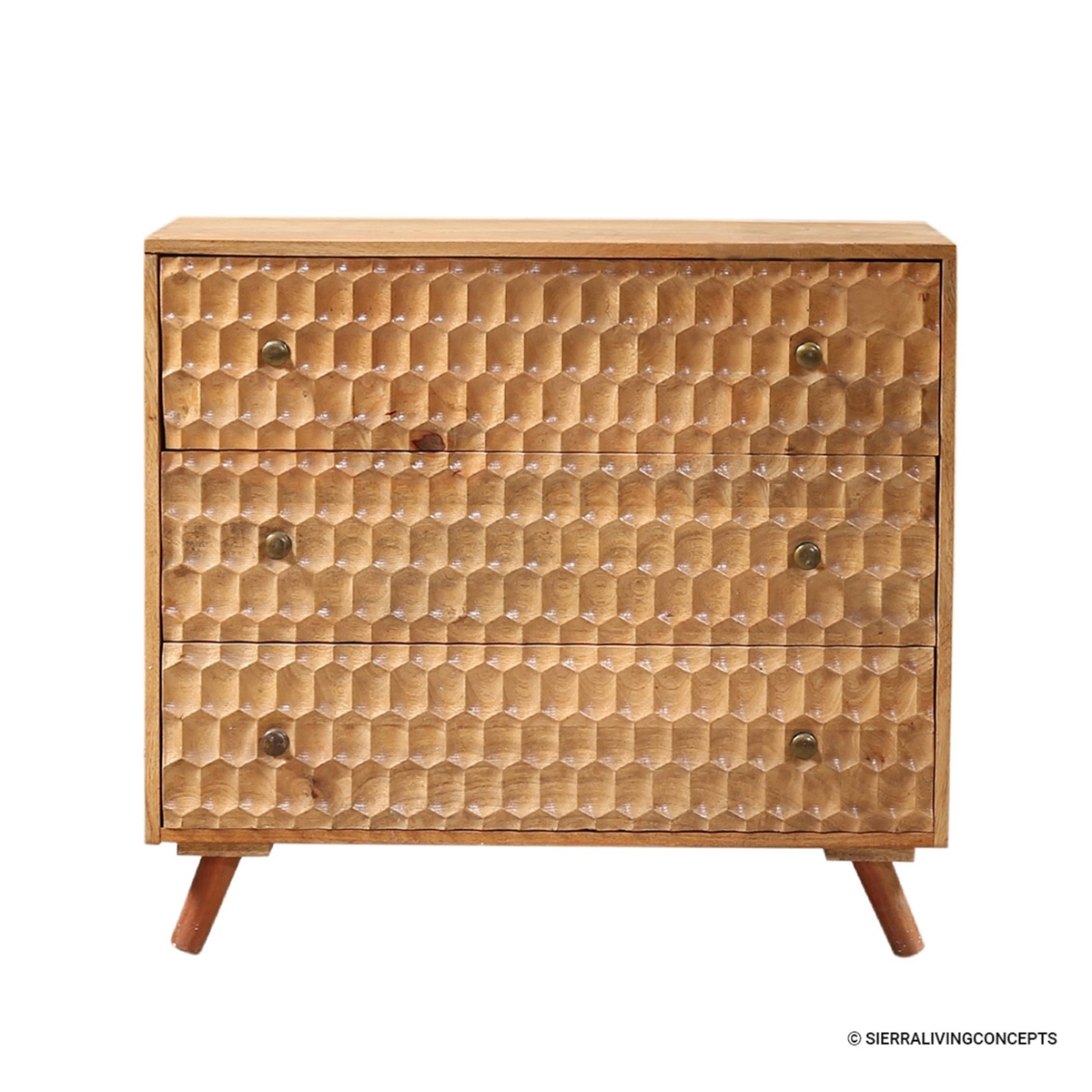 Honeycomb Rustic Solid Wood 3 Drawer Dresser