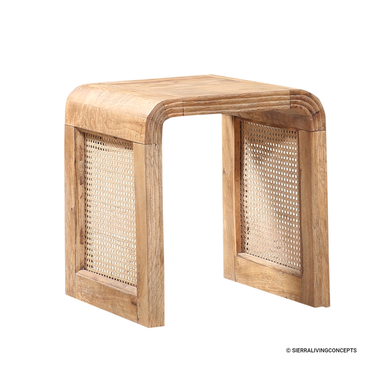 Gardena Solid Wood Curved Rattan Leg End Table