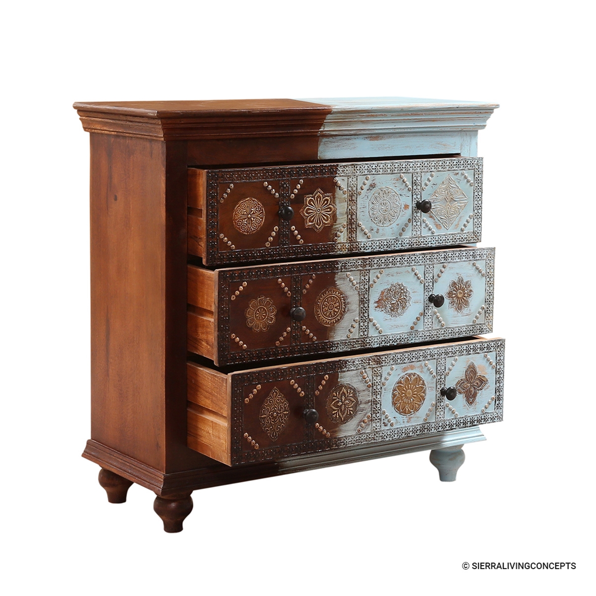 Clayton Rustic Solid Wood Traditional 2 Tone Small Dresser