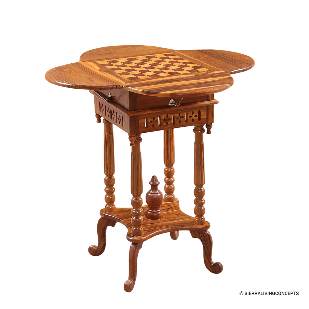 Colma Rustic Solid Wood Antique Small Chess Table