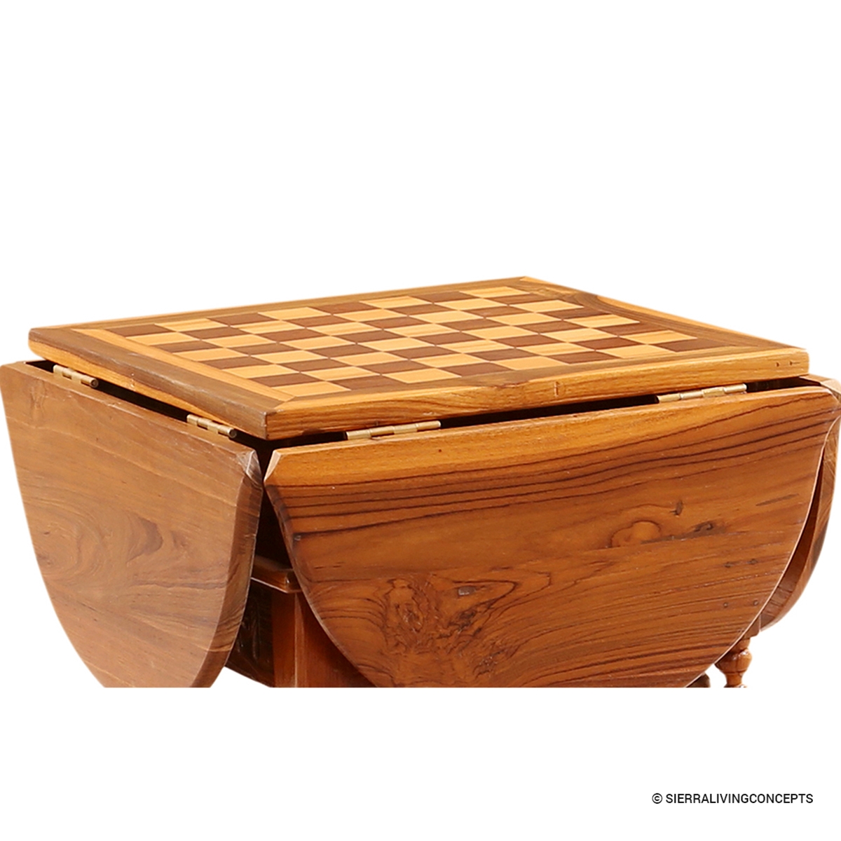 Colma Rustic Solid Wood Antique Small Chess Table