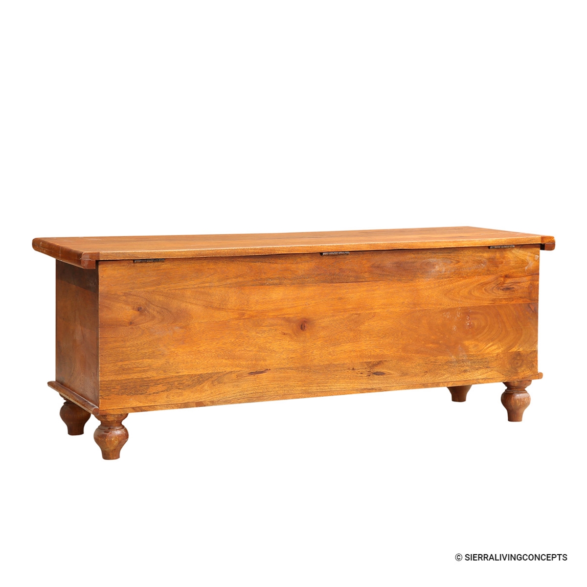 Tracy Rustic Solid Wood Hand Carved 2 Tone Storage Trunk