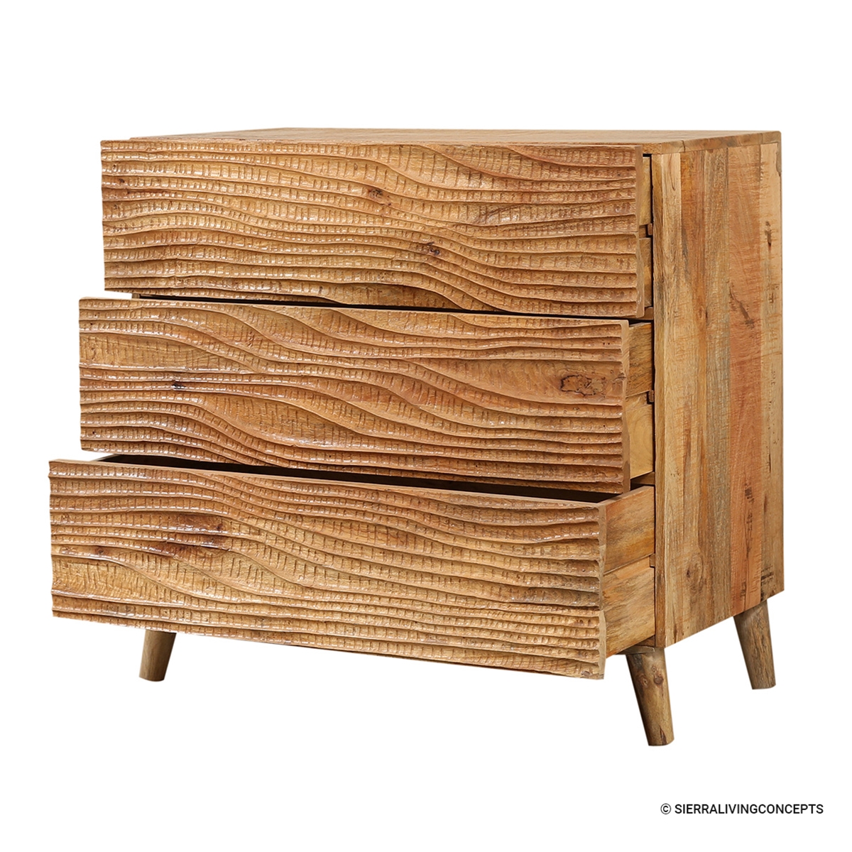 Solvang Modern Rustic Solid Wood 3 Drawer Dresser