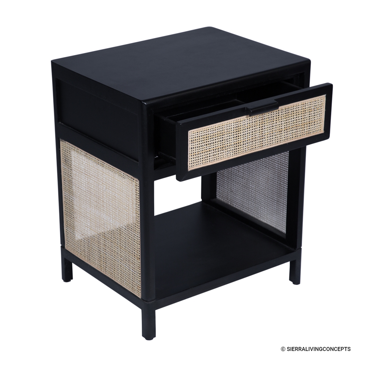 Kirkcaldy Modern Solid Wood Rattan End Table