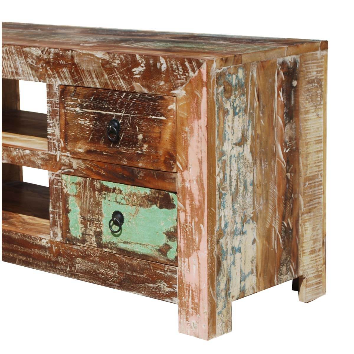 Moultrie Distressed Reclaimed Wood 4 Drawer Rustic Media TV Stand
