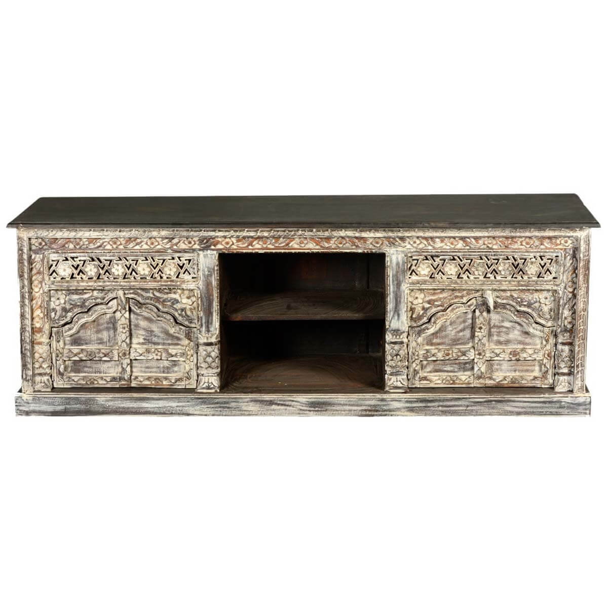 Midnight Snow Reclaimed Wood 70 Inch Long TV Stand Media Console