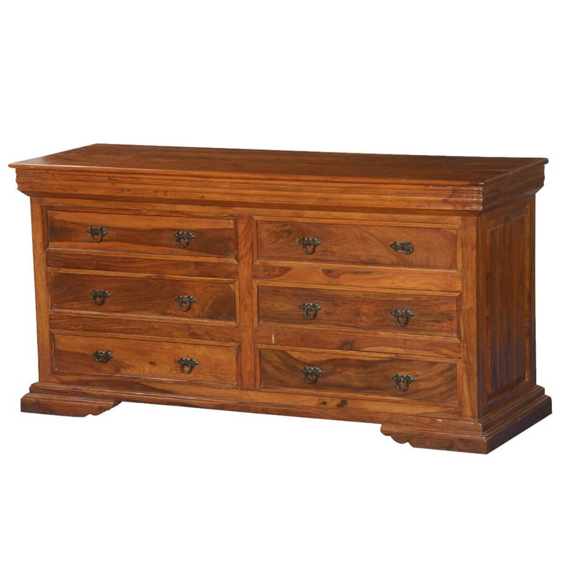 Dutch Colonial Rustic Solid Wood 6 Drawer Double Dresser