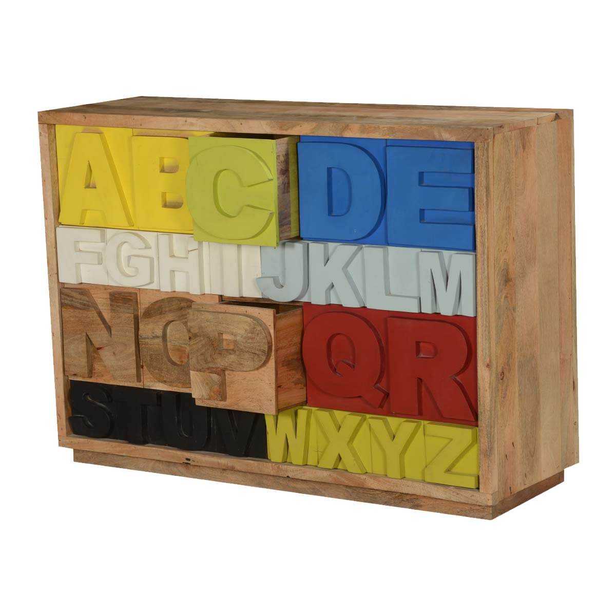 Primary Alphabet Mango Wood Multicolor 10 Drawer Chest