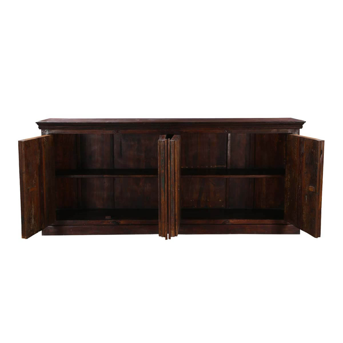 Logan Rustic Solid Wood 4 Shelf 4 Door Extra Long Buffet Cabinet