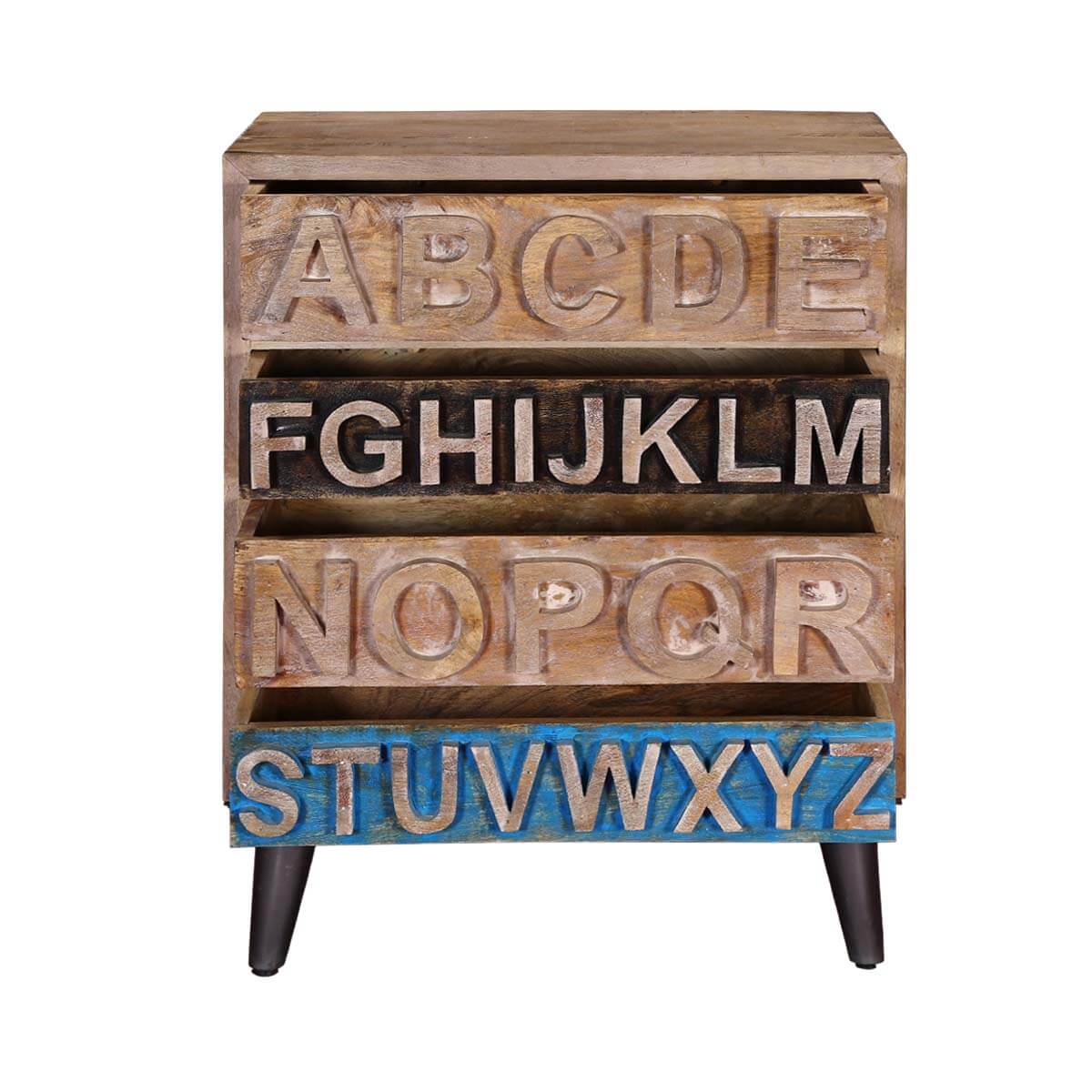 Coonable Rustic Alphabet 4 Drawers Natural Wood Dressers