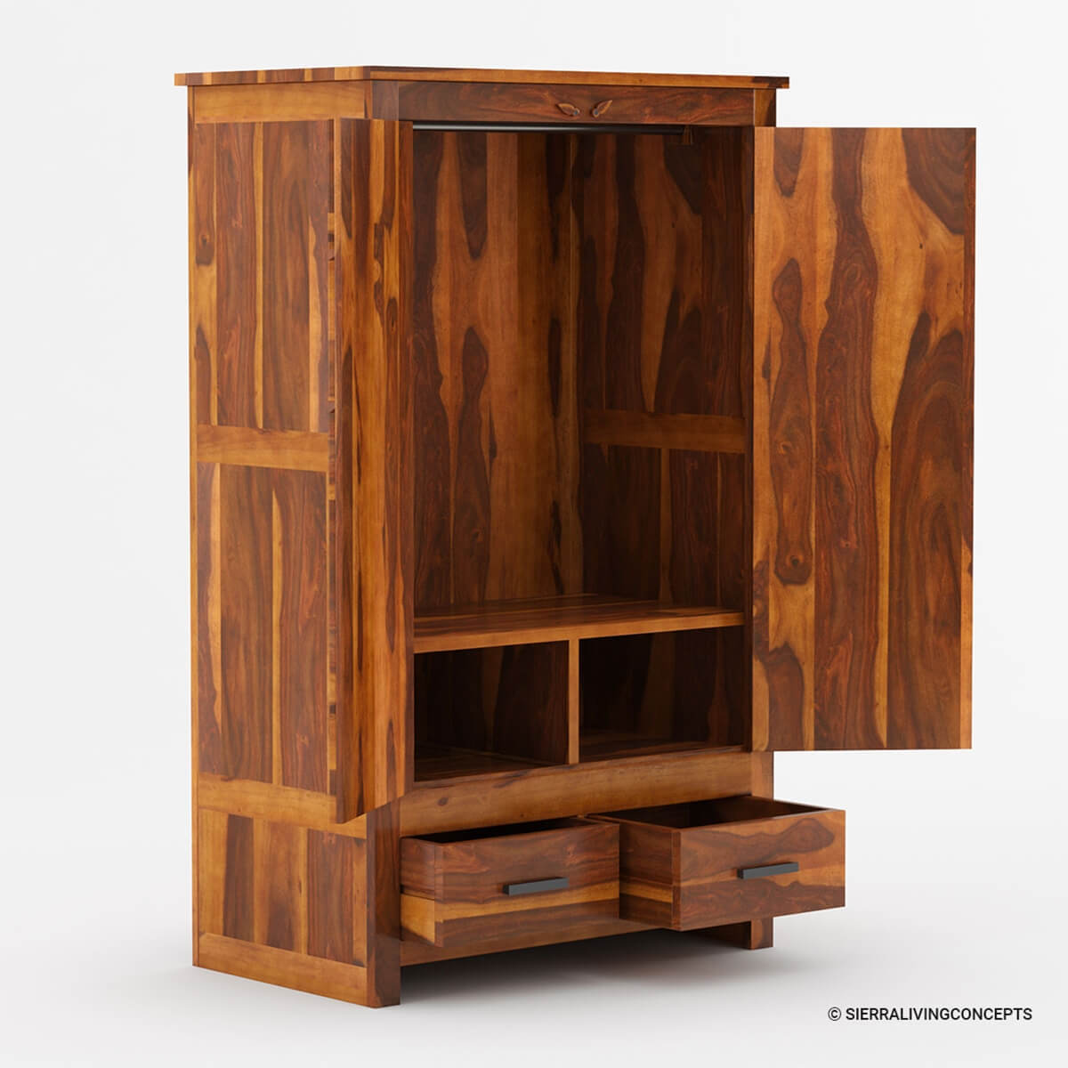 Santa Barbara Solid Wood Large Bedroom Armoire Wardrobe With Drawers