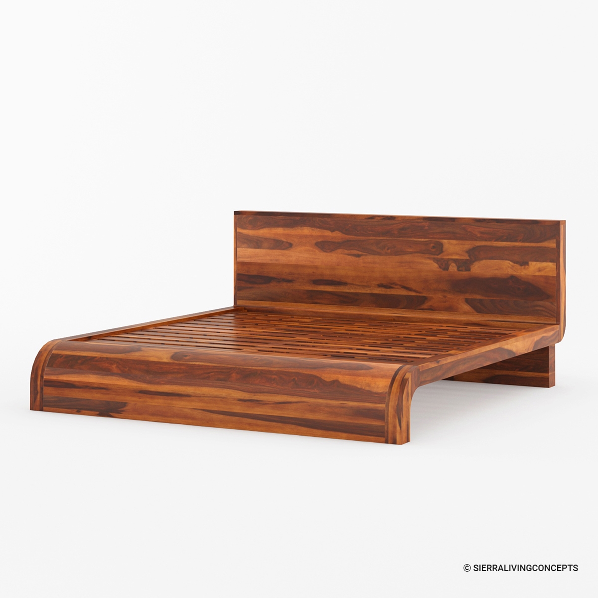 Rebecca Solid Wood Curved Platform Bed