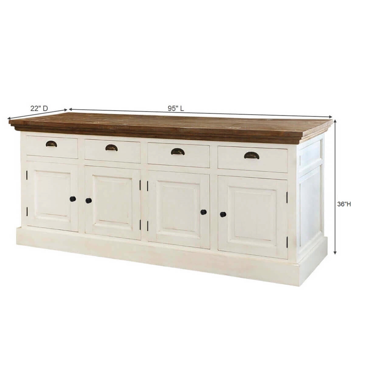 Georgia Two Tone Teak and Solid Wood Extra Long Sideboard