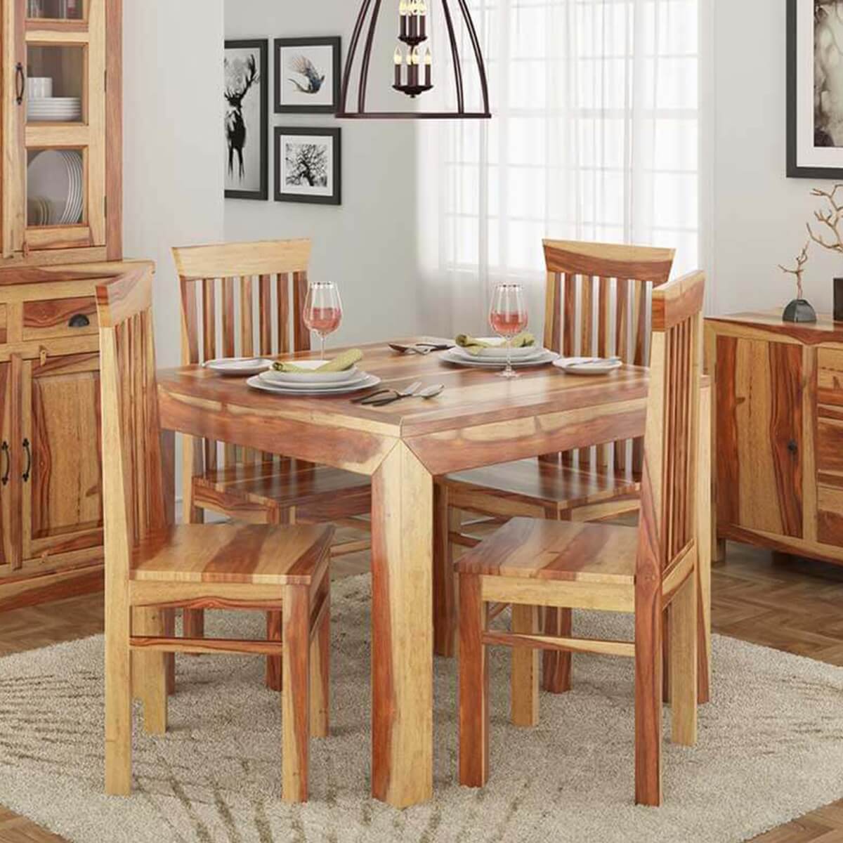 Ostrander 4 Seater Square Natural Wood Kitchen Table