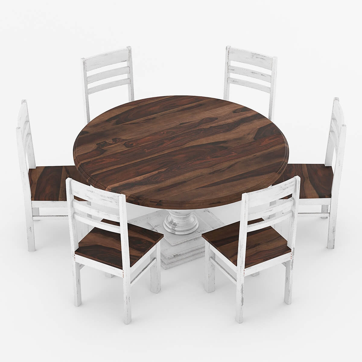 Illinois Modern Two Tone Solid Wood Round Dining Room Set