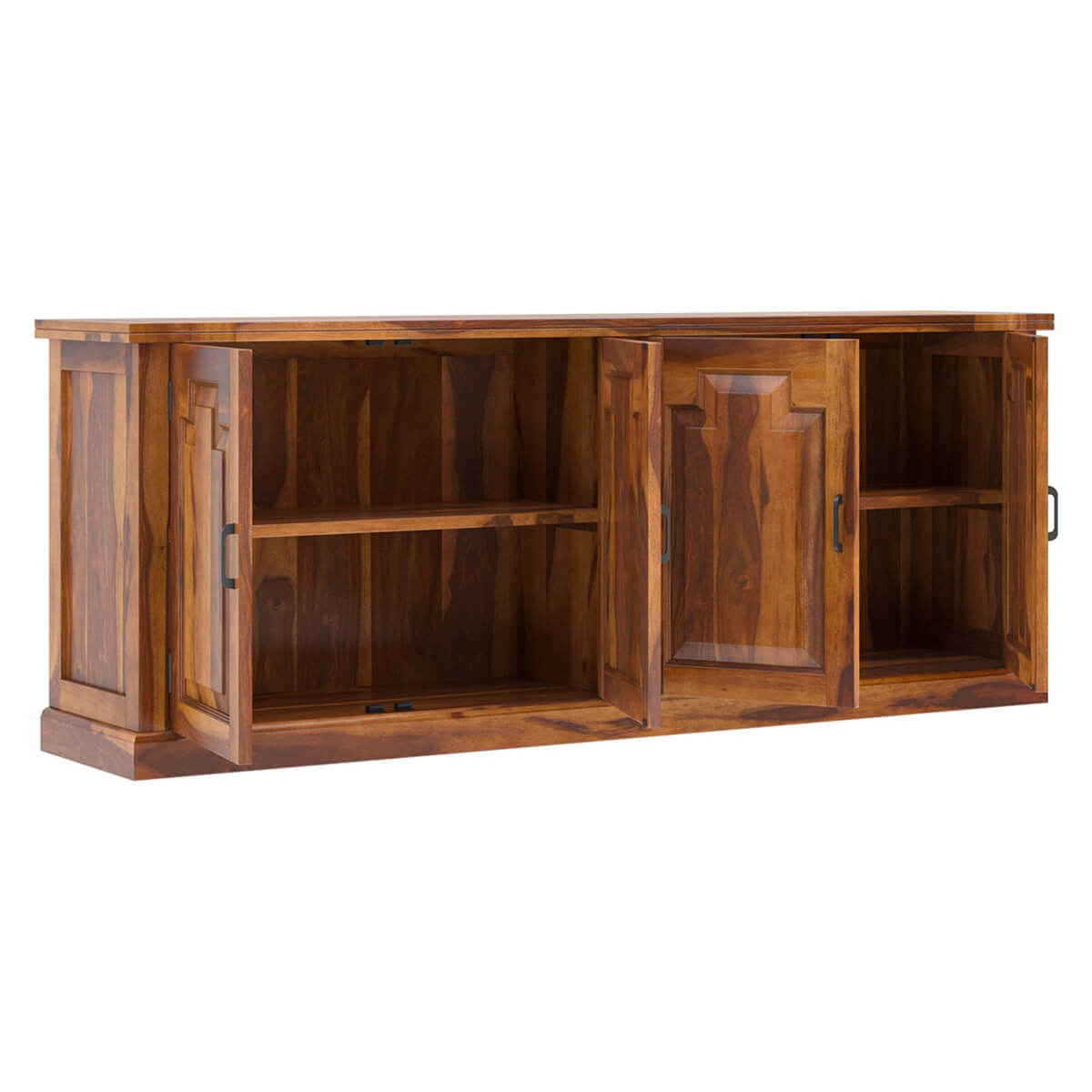 Benbow Rustic Solid Wood 4 Door Extra Long Sideboard Cabinet