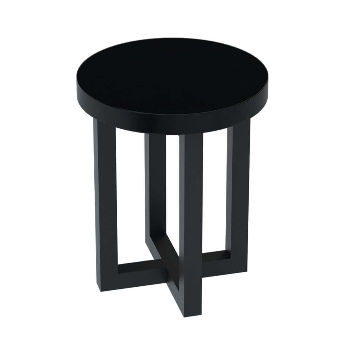 Traicere Contemporary Solid Wood and Iron Cross-Base Round End Table