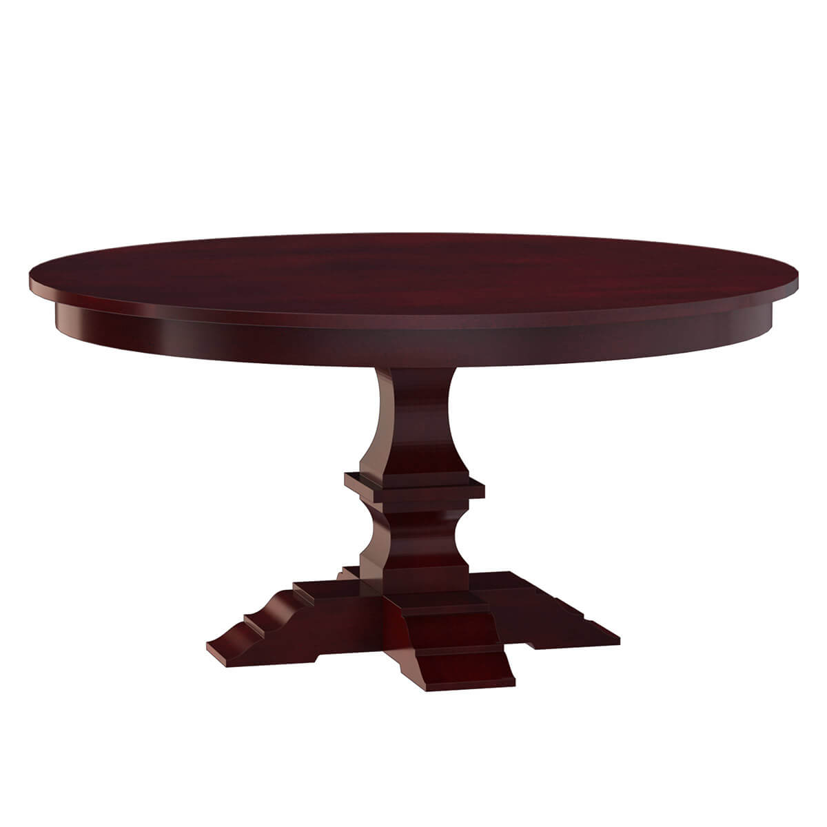 Aripeka Solid Mahogany Wood Pedestal Round Dining Table