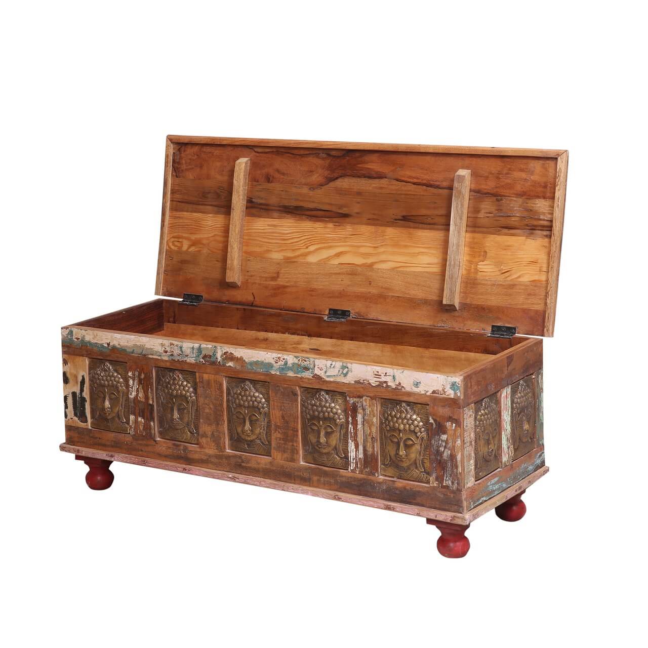 Boynton Reclaimed Wood Buddha Brass Inlay Storage Trunk