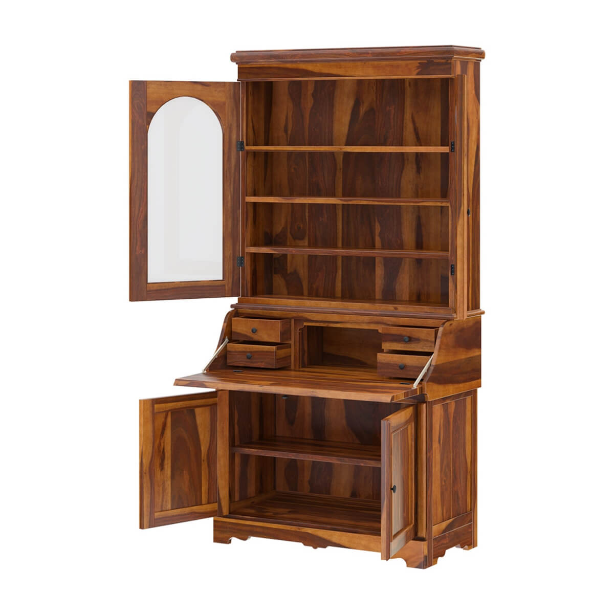 Canistota Tall Drop Front Home Office Secretary Desk With Hutch