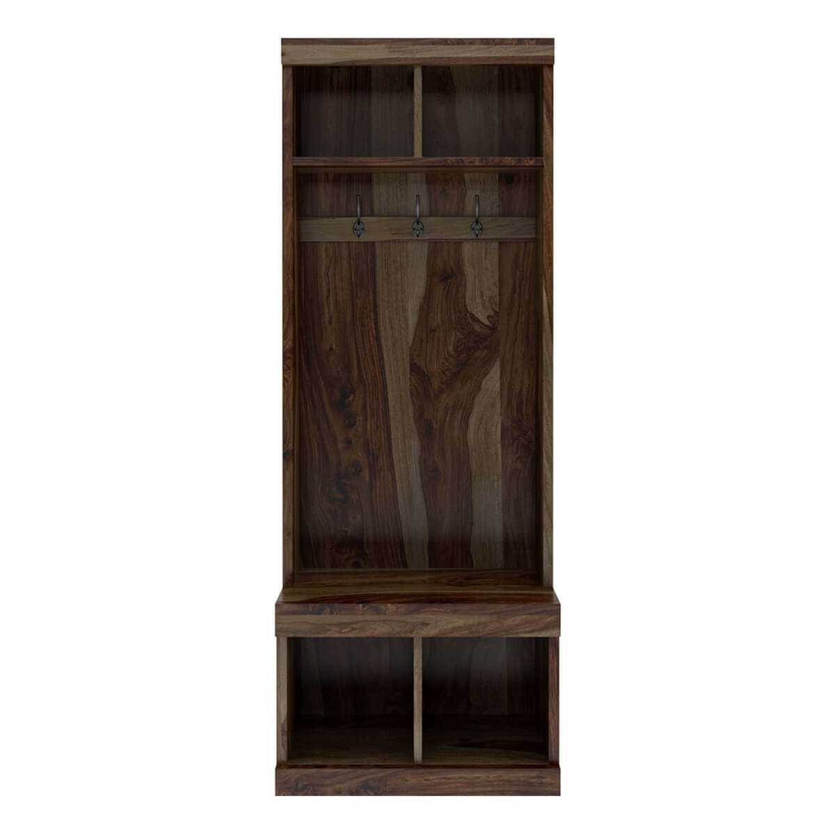 Coleridge Rustic Solid Wood Entryway Hall Tree With Shoe Storage