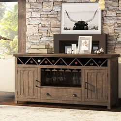 Arcata Two Tone Solid Wood Grey Wine Bar Large Sideboard Cabinet