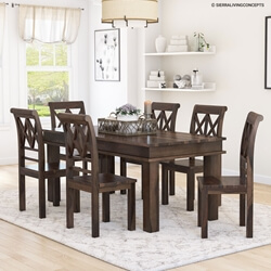Seward Rustic Solid Wood Dining Table Chair Set For 6