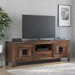 Classic Handcrafted Rustic Solid Wood Entertainment TV Media Cabinet