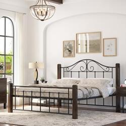 Syracuse 4 Piece Rustic Solid Wood & Wrought Iron Bedroom Set