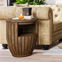 Camargito Rustic Solid Wood Round Top End Table