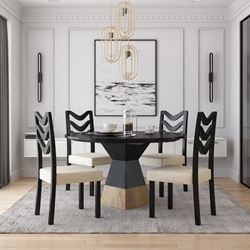 Middelburg Black 4 Seater Small Round Pedestal Kitchen Table Set