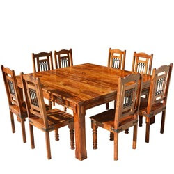 Appalachian Wood Rustic Square Dining Table Set