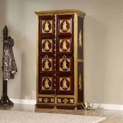 Madison Brass Inlay Solid Wood Large Wardrobe Armoire With Drawers