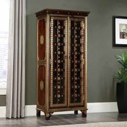 Madison Brass Inlay Solid Wood Large Wardrobe Armoire With Drawers