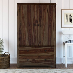 Antwerp Farmhouse Rustic Solid Wood Large Clothing Armoire Wardrobe