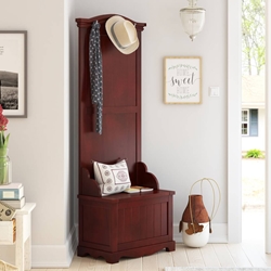 Hoagland Handcrafted Mahogany Wood Entryway Hall Tree with Storage
