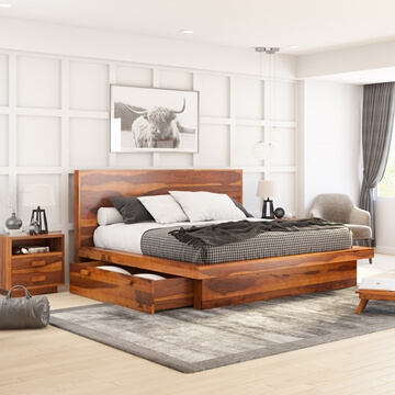 Rustic Solid Wood Platform Beds | King, Queen & Full Wooden Bed Frames