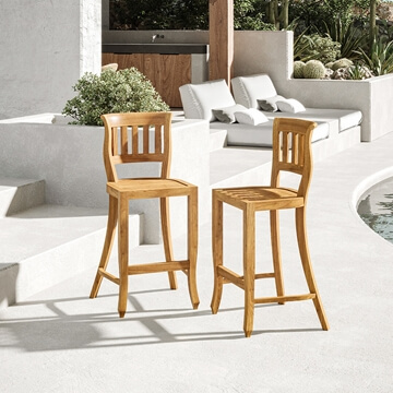 Teak Wood Outdoor Bar Stools & Chairs [With Back Rest]