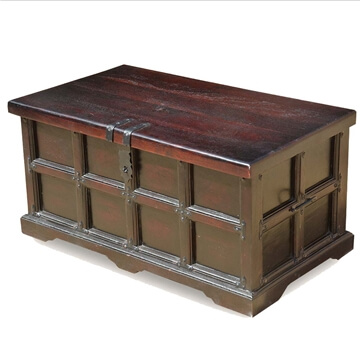 Solid Rustic Reclaimed Wood Storage Trunk Coffee Table