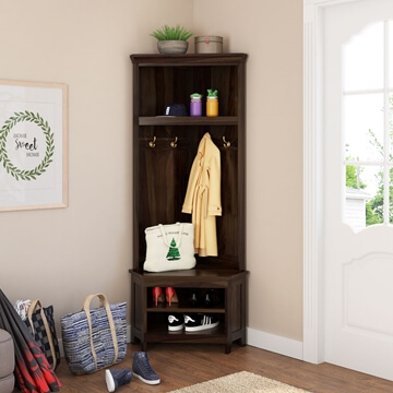 Rustic Solid Wood Entryway Hall Trees with Storage