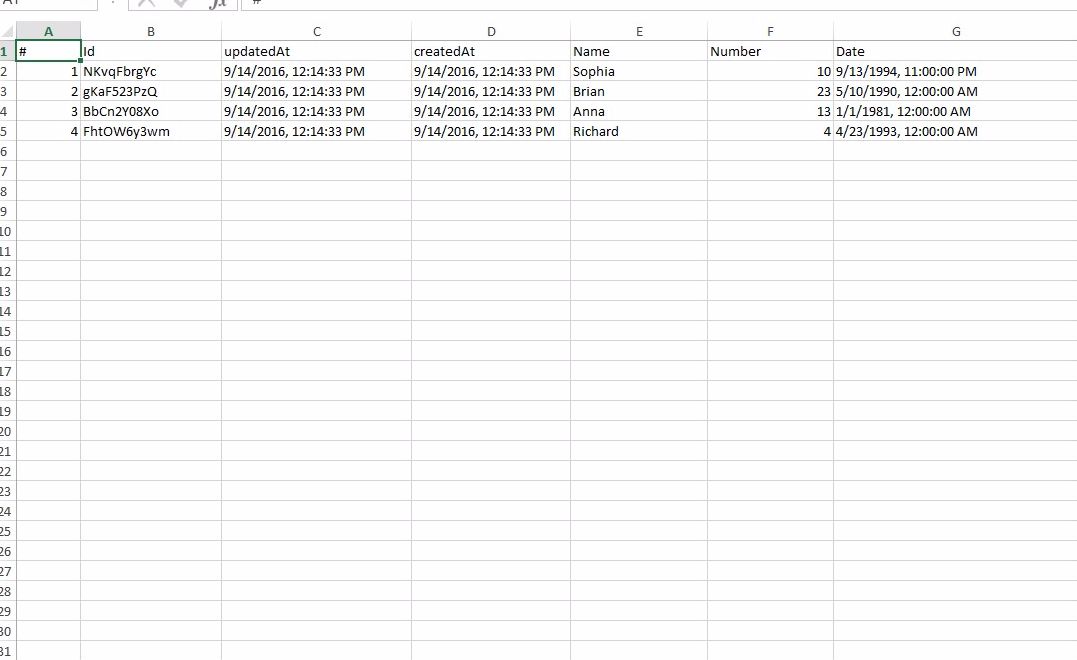 Import / Export table - MyBusiness CRM