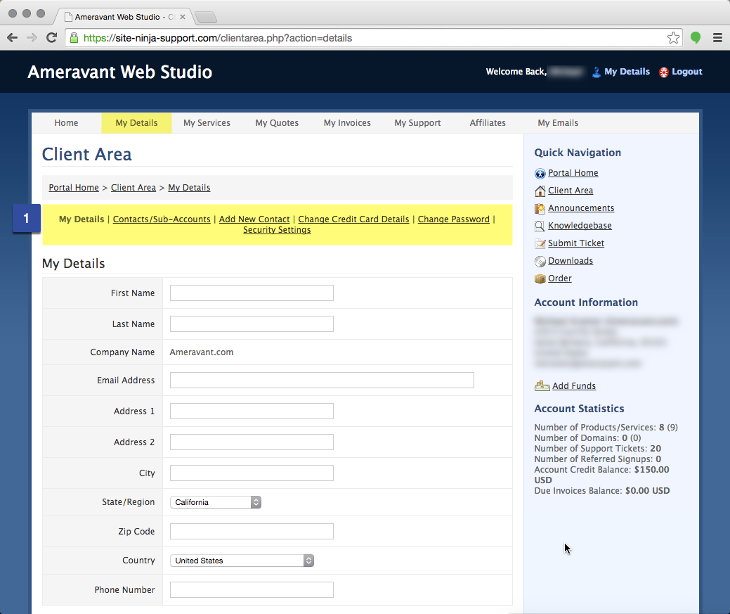 Billing and Support Information - SiteNinja CMS Support