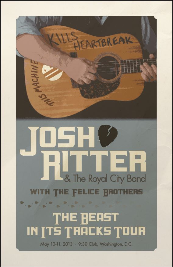Completed - Josh Ritter Gig Poster @ 9:30 Club | Skillshare Student Project