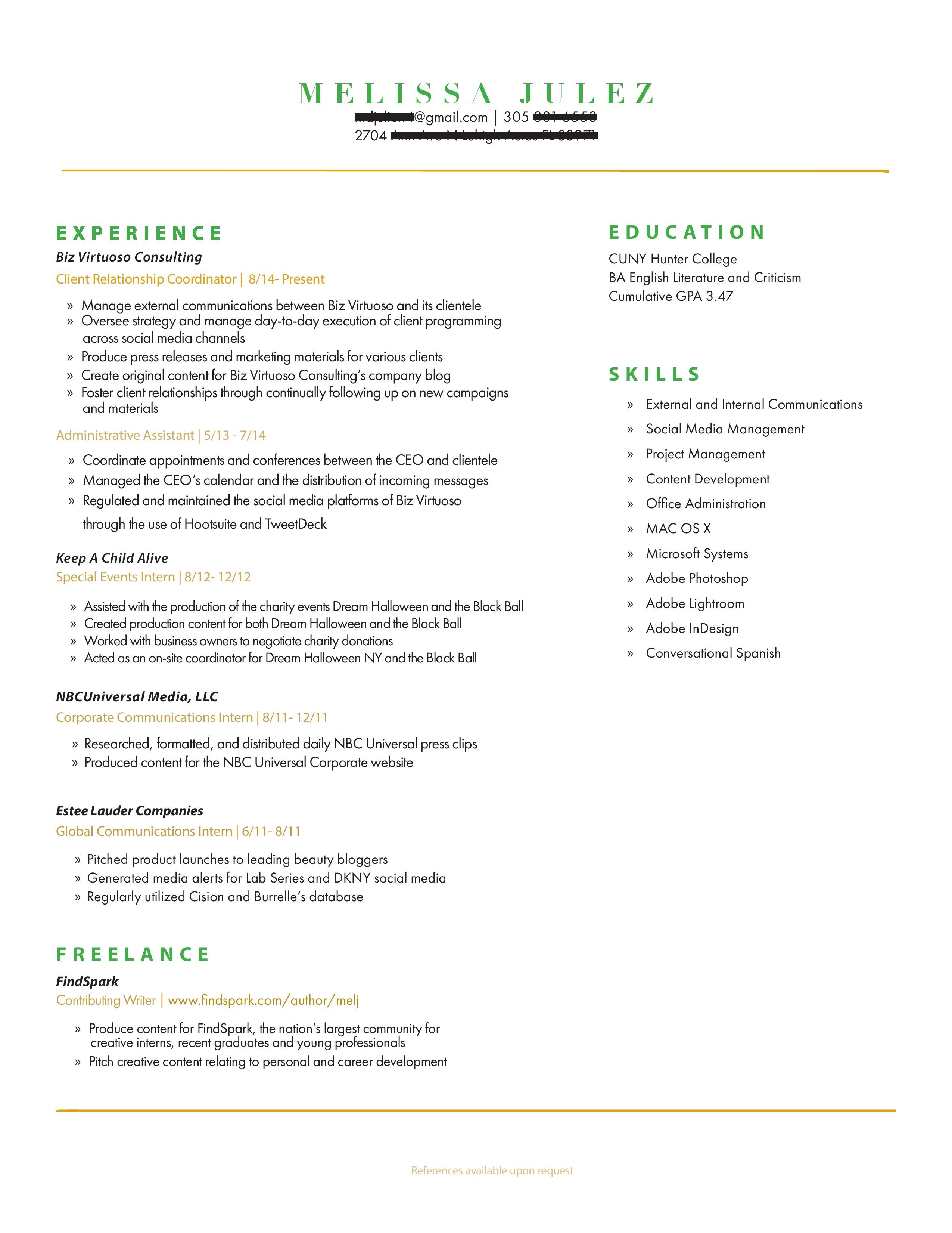 Mel's Resume Makeover | Skillshare Student Project