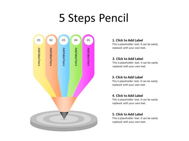 PPT Slide-Steps Diagram - 5 steps - Multicolor