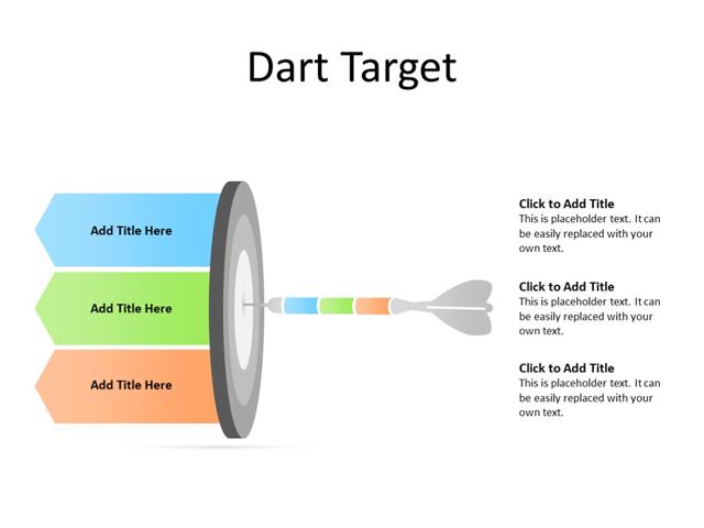PPT Slide-Dart Diagram - 3 chevrons - Multicolor