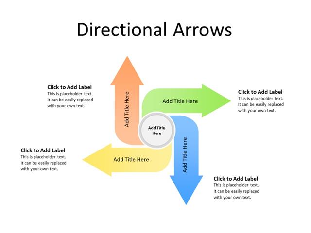 PPT Slide-Arrow Diagram - 4 Arrows - Multicolor