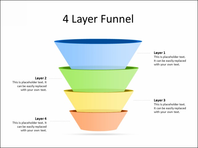 PPT Slide-Funnel Diagram - 4 Layers - Multicolor